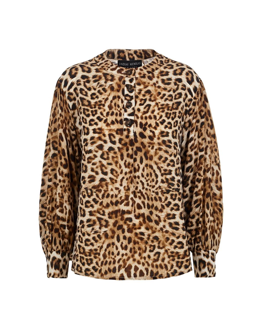 Lindsay Nicholas New York Poet Blouse In Leopard Silk - Lyst