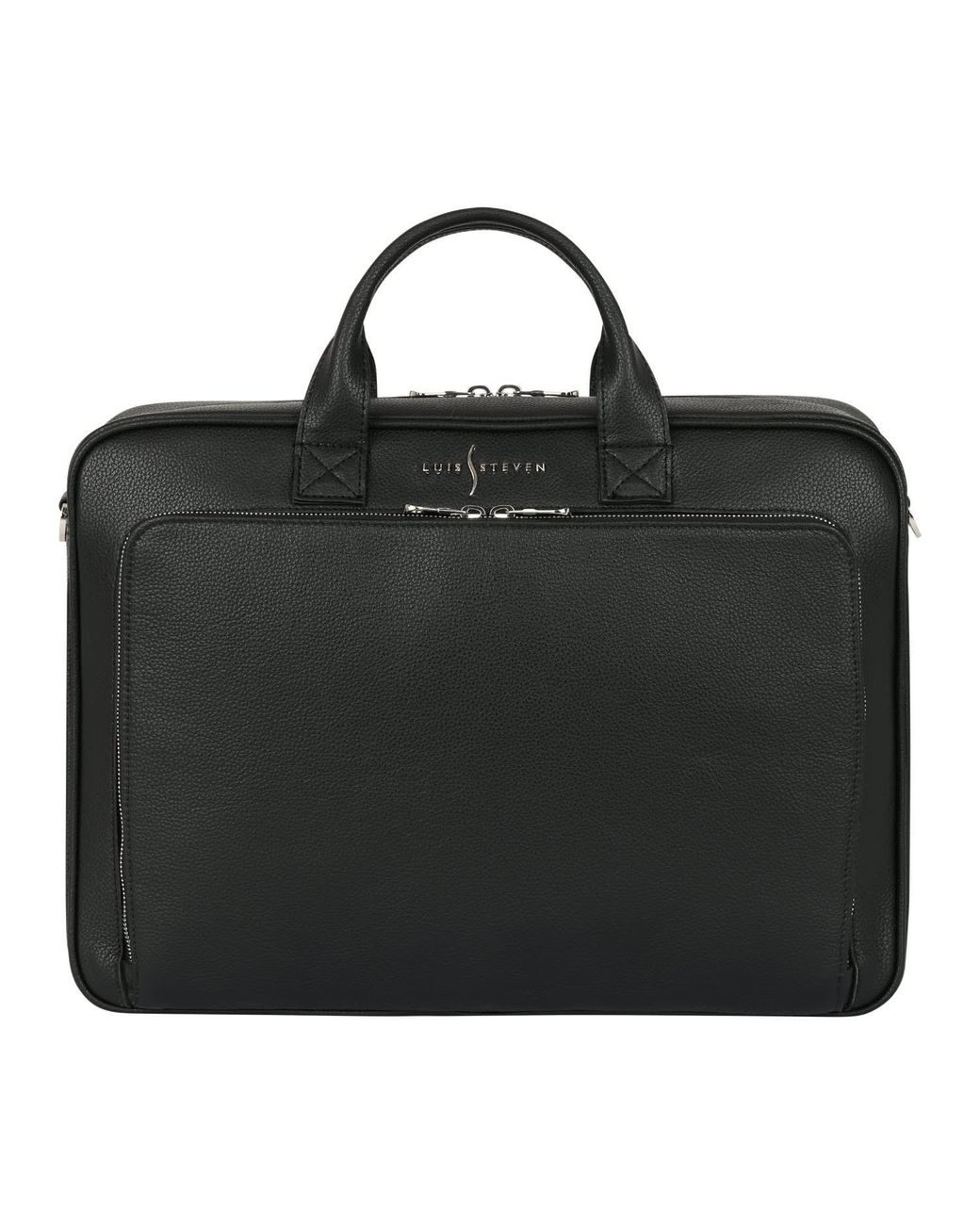 Luis Steven Briefcase- Pebble Leather in Black for Men | Lyst