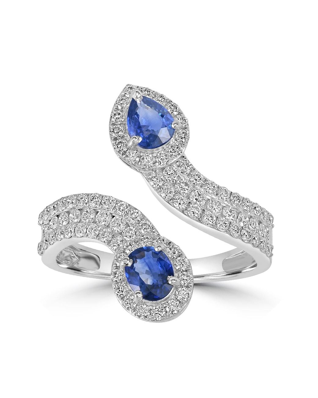 Artisan Sapphire & Diamond Open Wrap Ring in Blue | Lyst