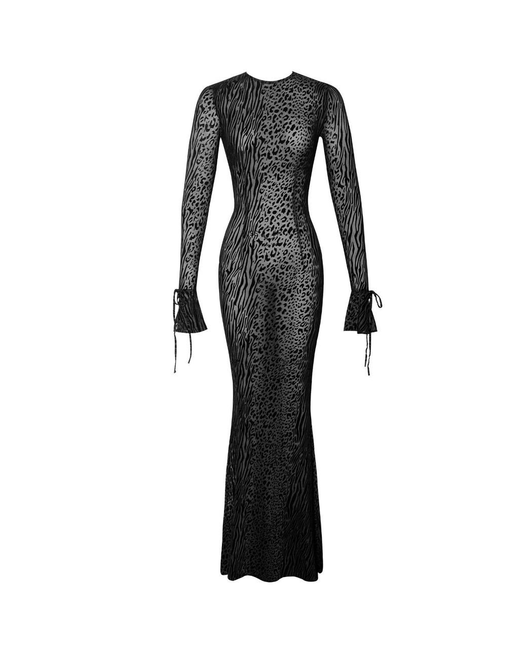 Miss Circle New York Waylynn Animal Print Burnout Velvet Detail Mesh ...
