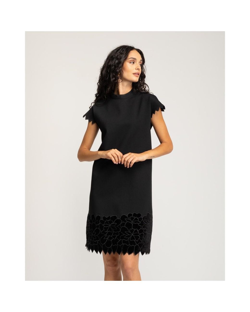 Niza Short Zigzag Dress in Black | Lyst UK