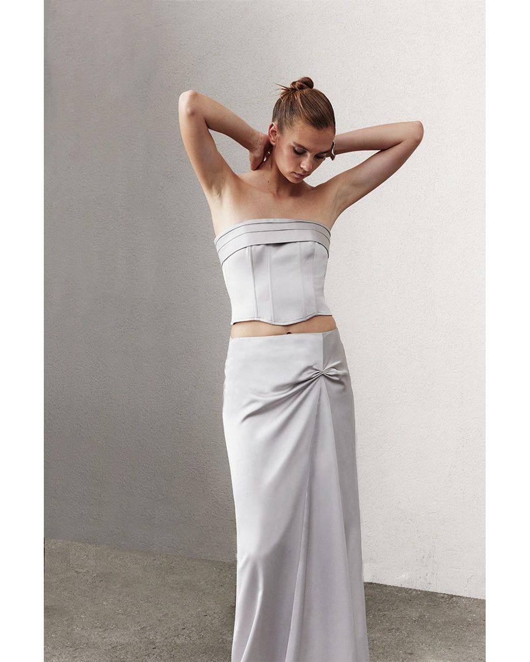 NAZLI CEREN Corinne Satin Skirt in White | Lyst