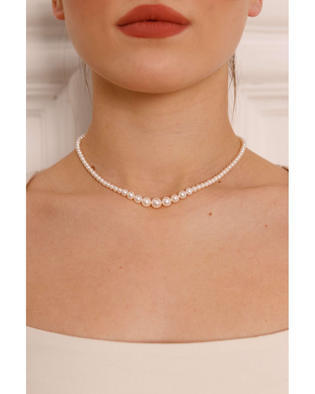 Katy Faye Isabelle Pearl Necklace in White | Lyst