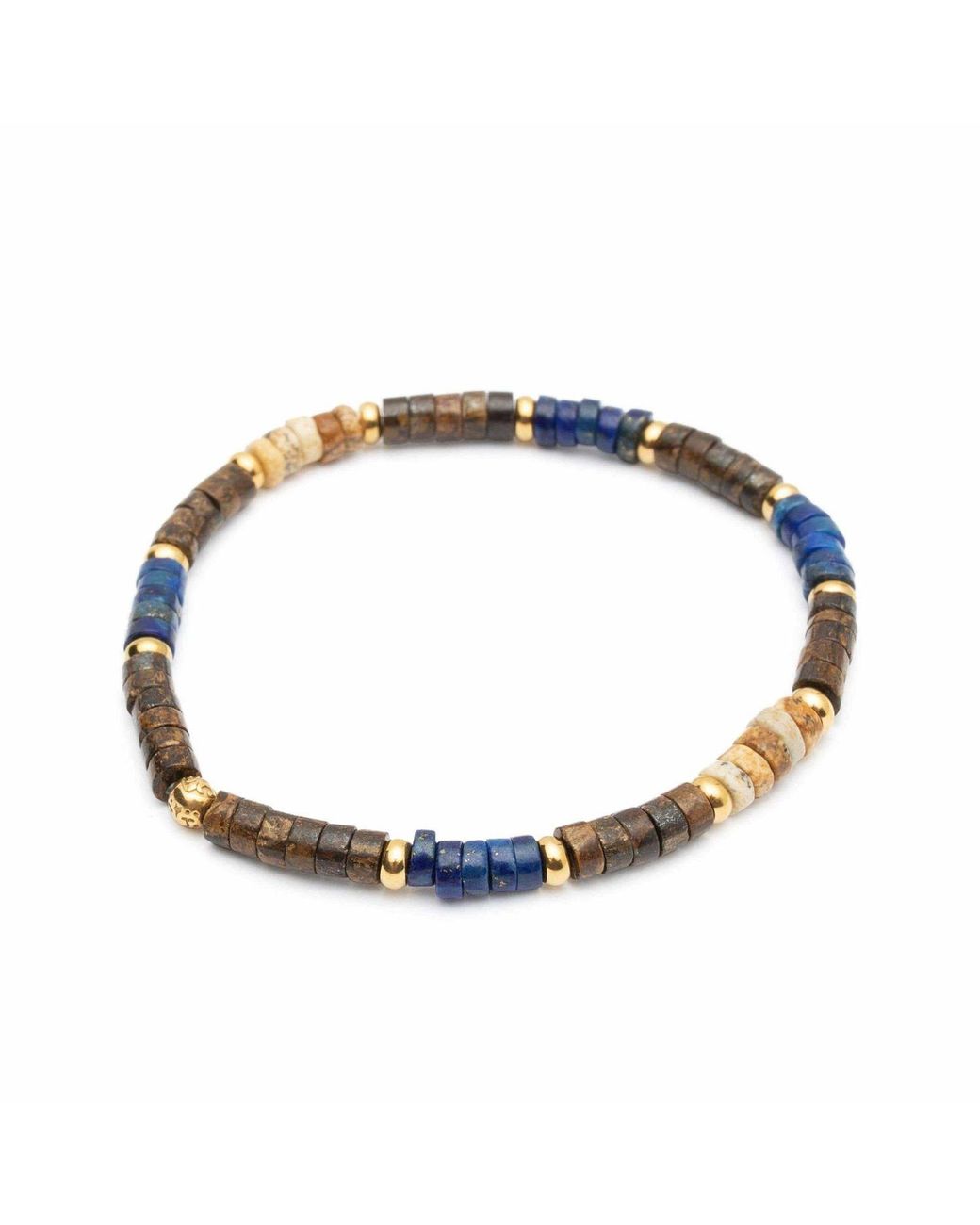 Nialaya Wristband With Lapis, Jasper, And Coconut Heishi Beads in Blue ...