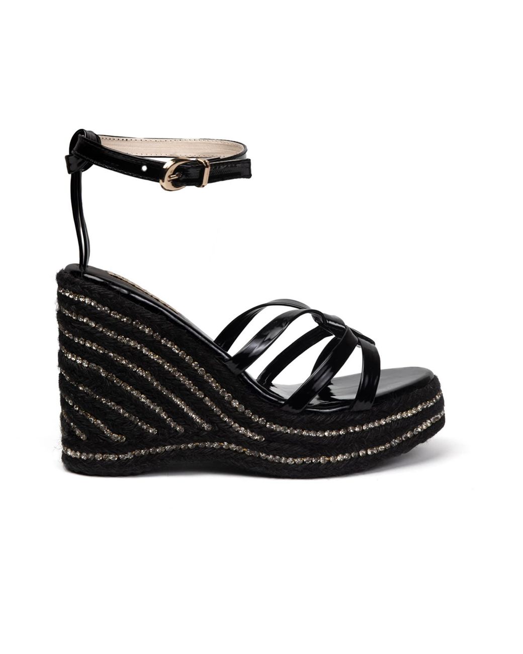Rettrose Alani Hand Embellished Luxury Wedge Shoe in Black | Lyst