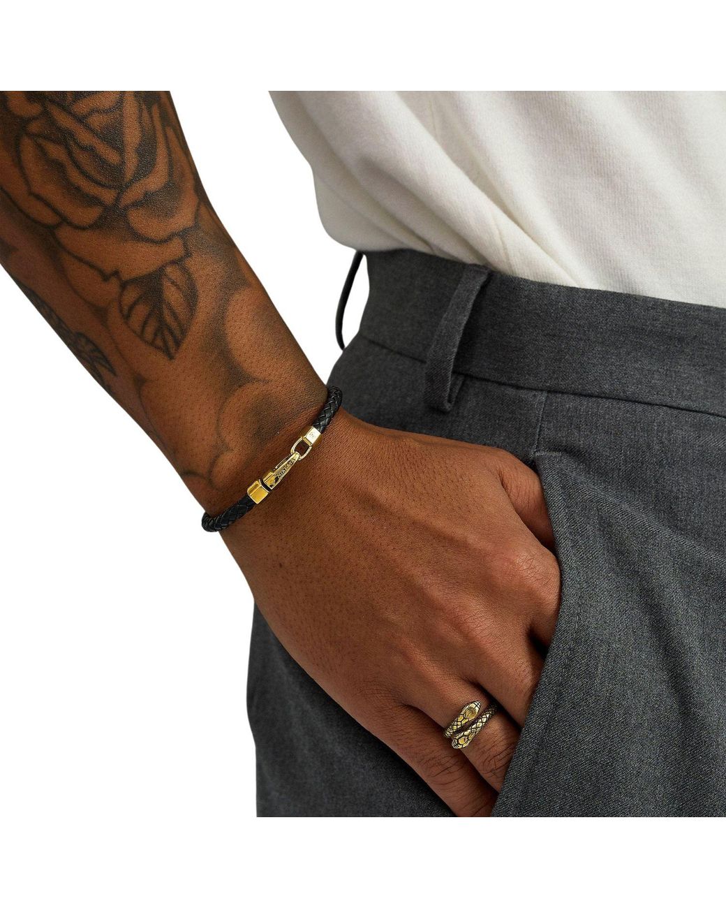 Nialaya Braided Leather Bracelet in Brown for Men | Lyst