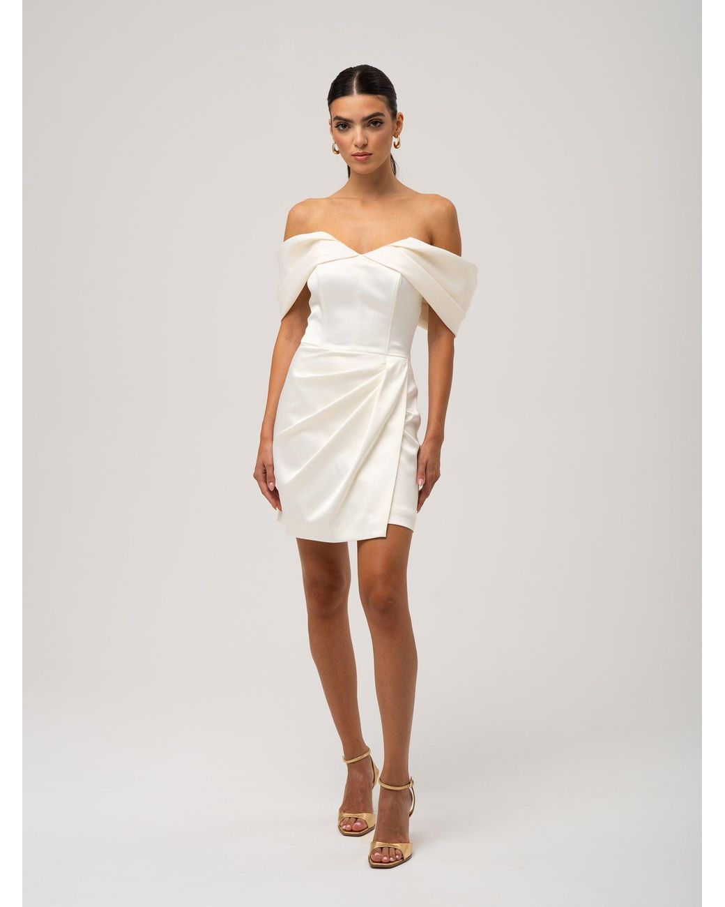 Tia Dorraine Heavenly Kissed Draped Satin Mini Dress in White | Lyst