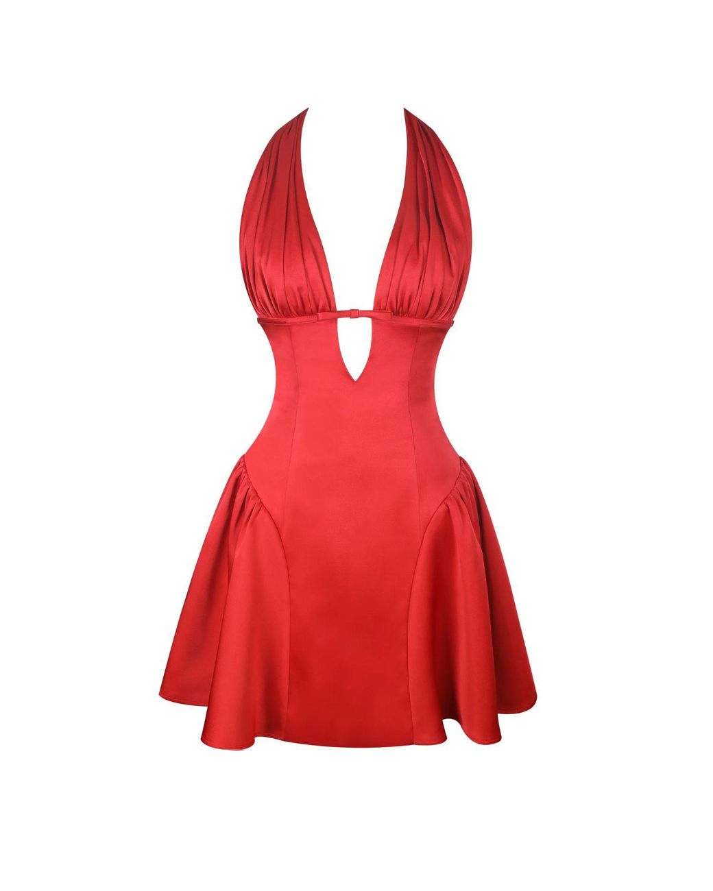 Miss Circle New York Peyton Ruby Plunging Halter Keyhole Mini Dress in ...
