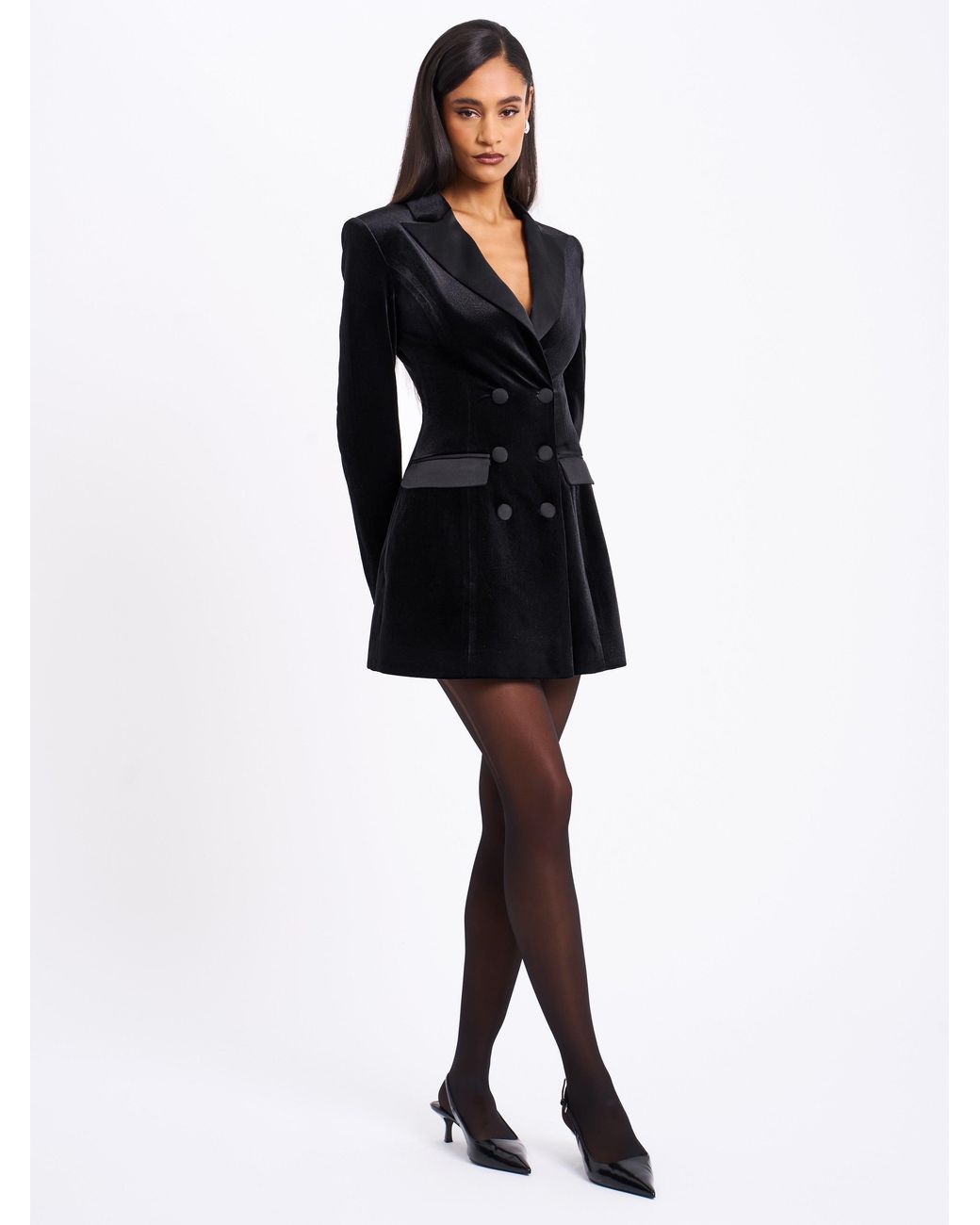 Miss Circle New York Calista Velvet Blazer Dress in Black | Lyst