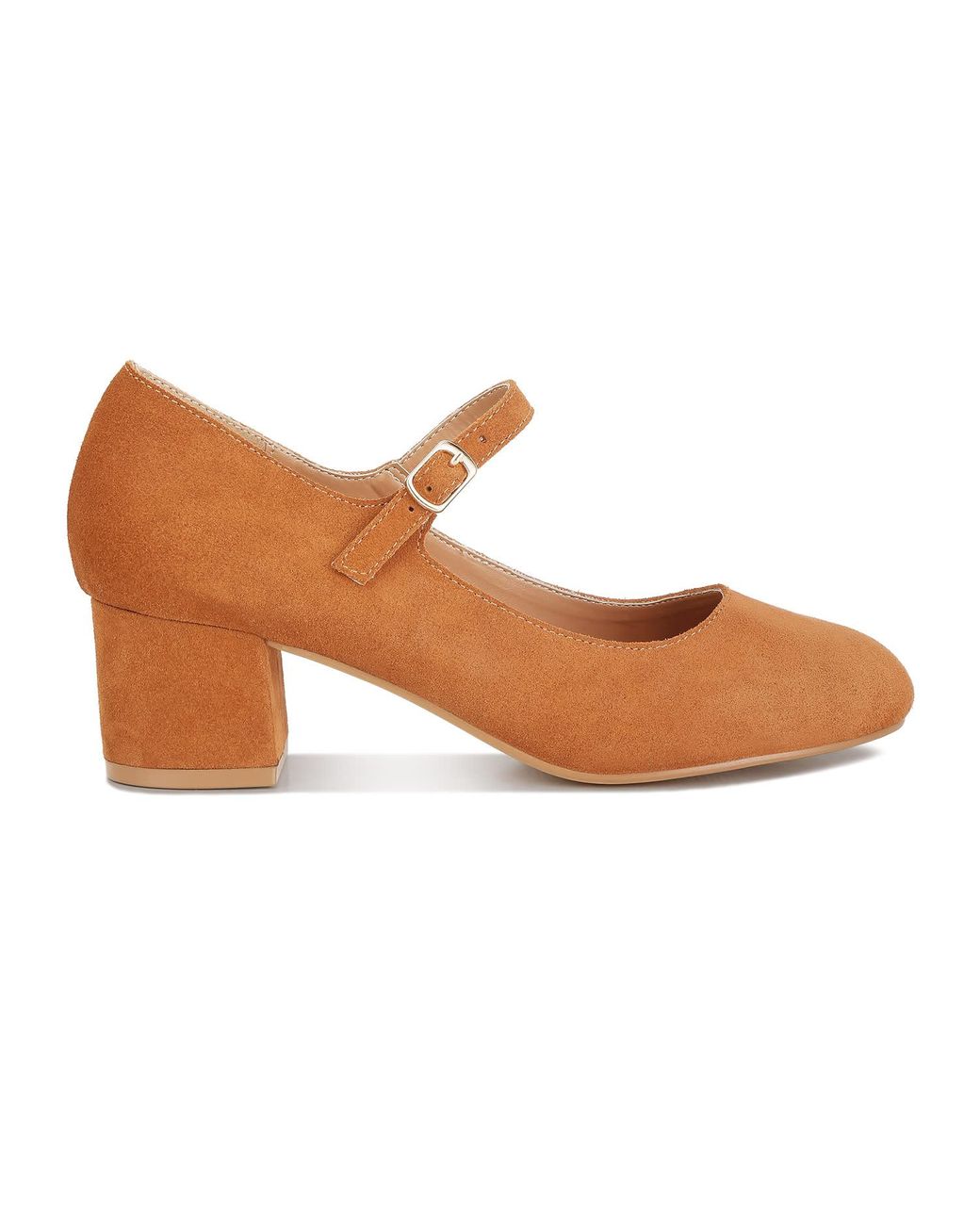 Rag & Co Dallin Suede Block Heel Mary Janes in Brown | Lyst UK