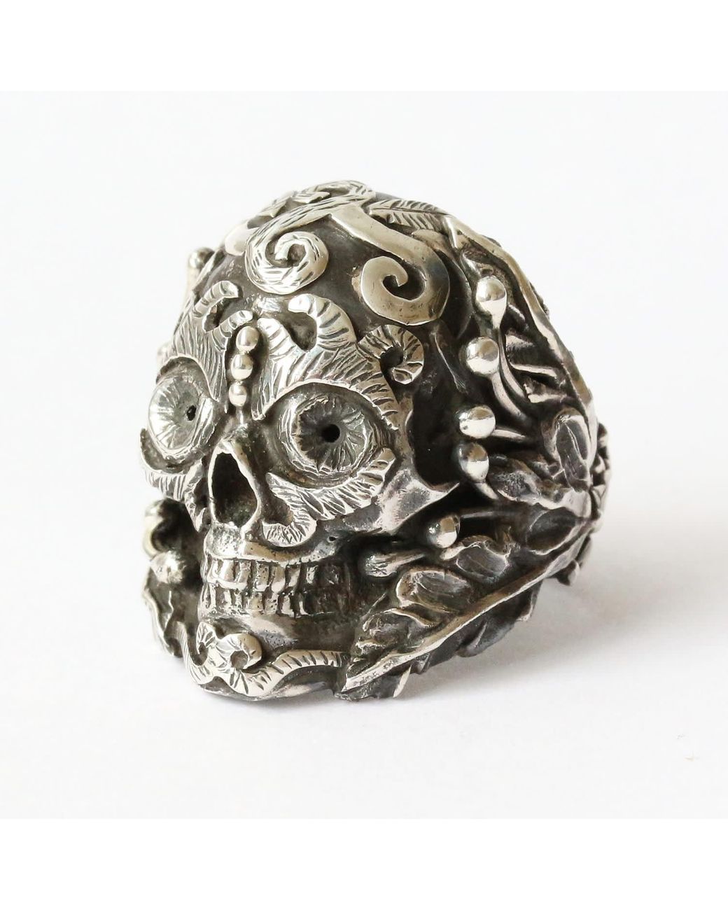 The Jewellery Store London Mystic Double Trident Skull Ring in Metallic ...