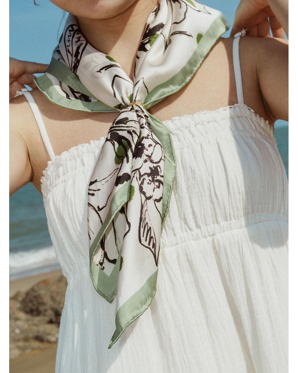 Lost Pattern La Isla Silk Bandana Scarf in Green Lyst UK