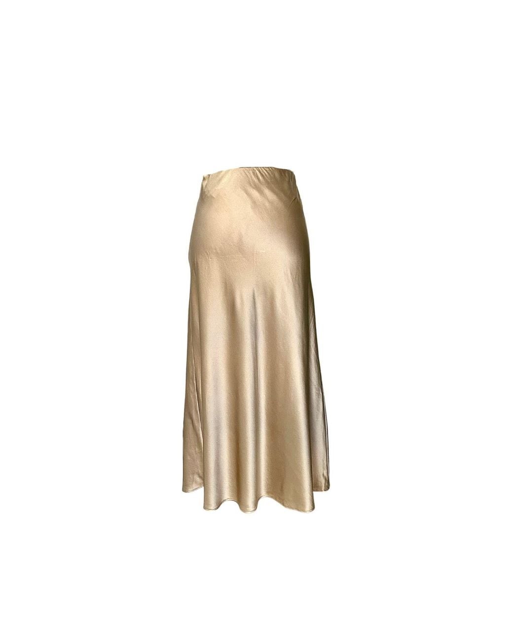 Marche' Du Luxe Pure Mulberry Silk Bias Cut Slip Midi Skirt Champagne ...