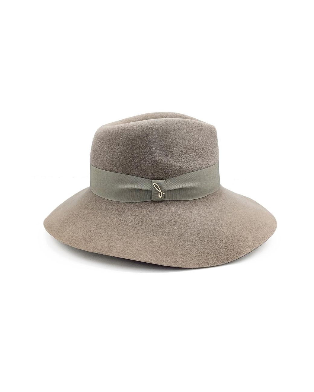 DORIA 1905 Neutrals Neutral Velour Lapin Felt Wide Brim Drop Hat in ...