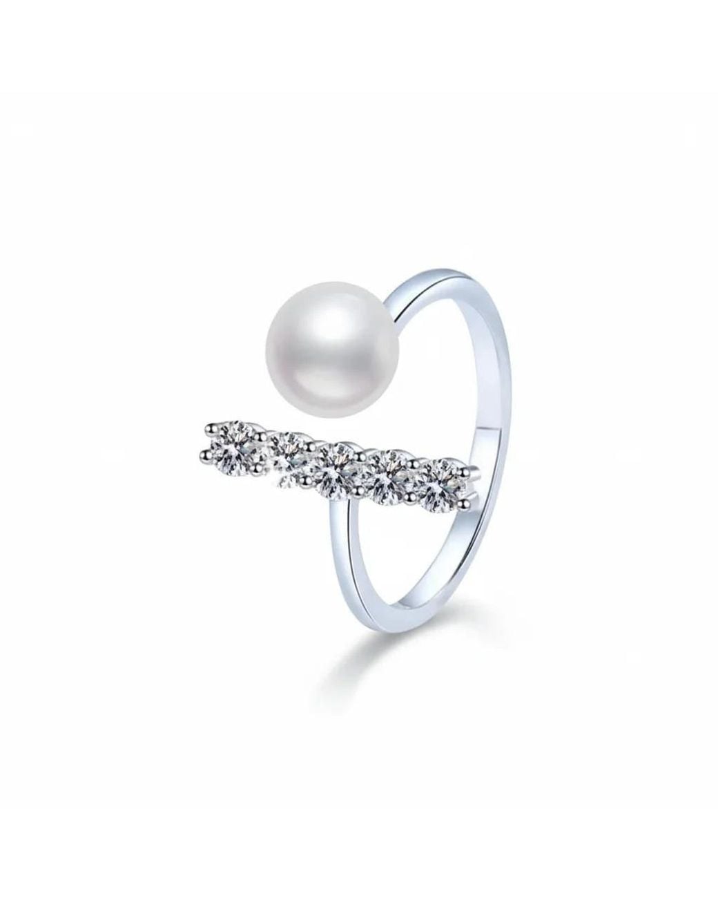Angel Barocco Pearl T Adjustable Ring in White | Lyst
