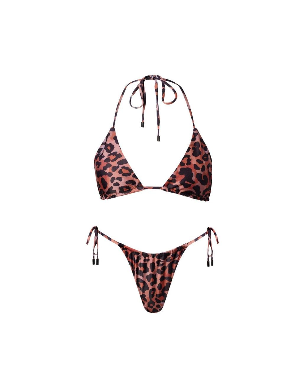 Playaluxe Waikiki Triangle String Bikini Set Leopard in Brown | Lyst