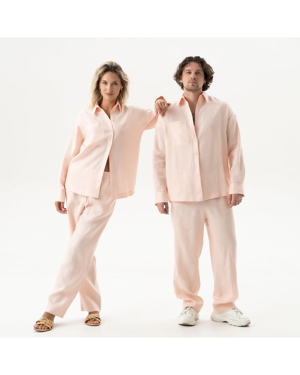 Nokaya Linen Spirit Pants Peach Powder in Pink | Lyst