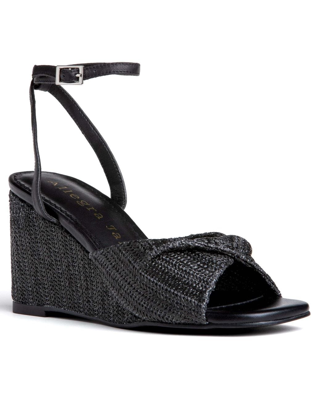 Allegra James Mona Raffia Comfortable Wedge Work Day in Black | Lyst UK