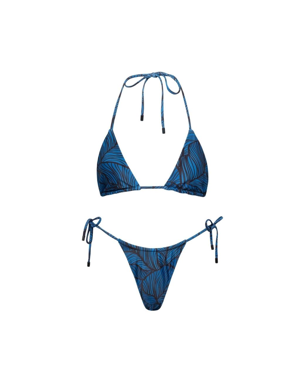 Playaluxe Waikiki Triangle String Bikini Set Leaf in Blue | Lyst