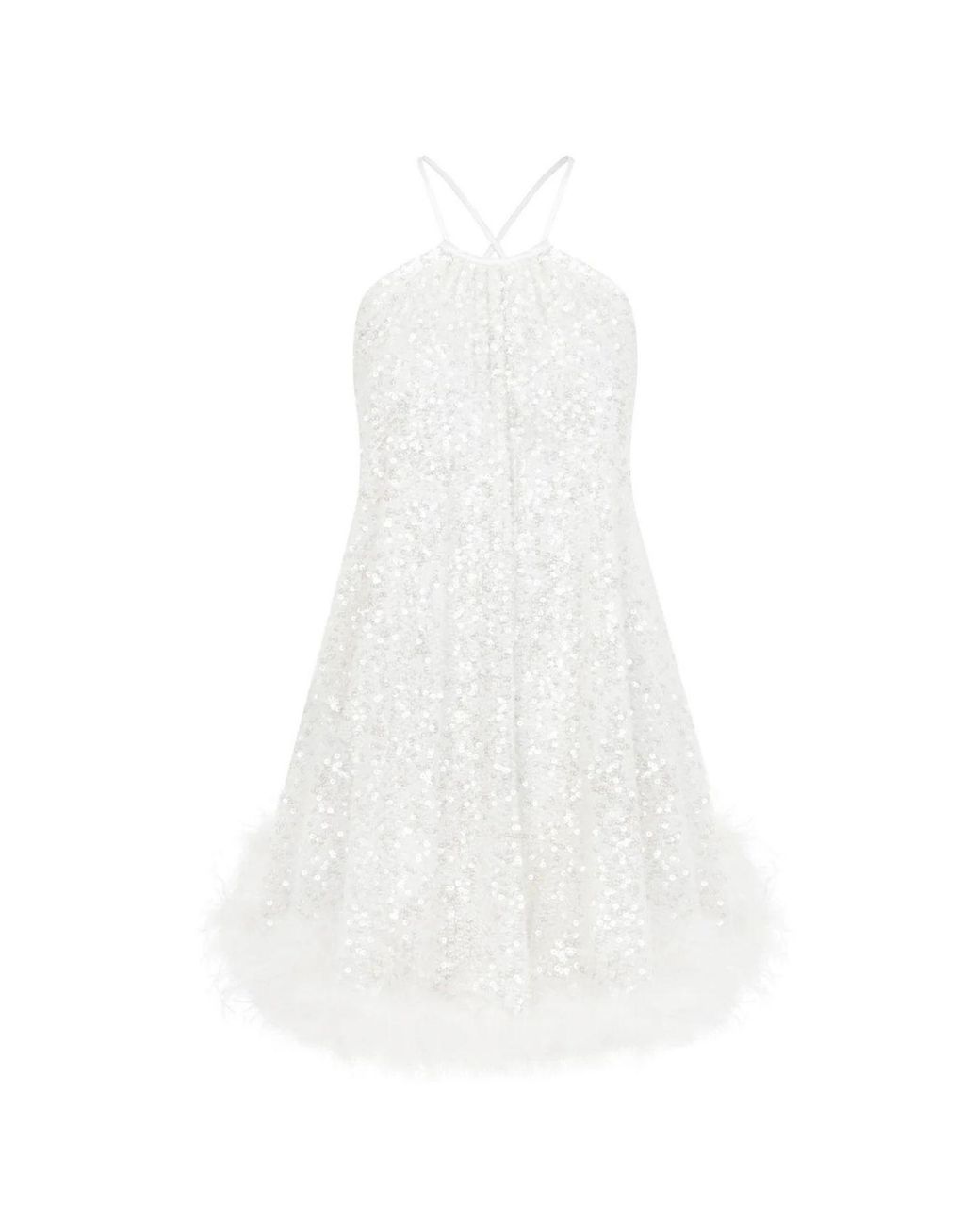NAZLI CEREN Yvonne Sequin Mini Dress in White | Lyst UK