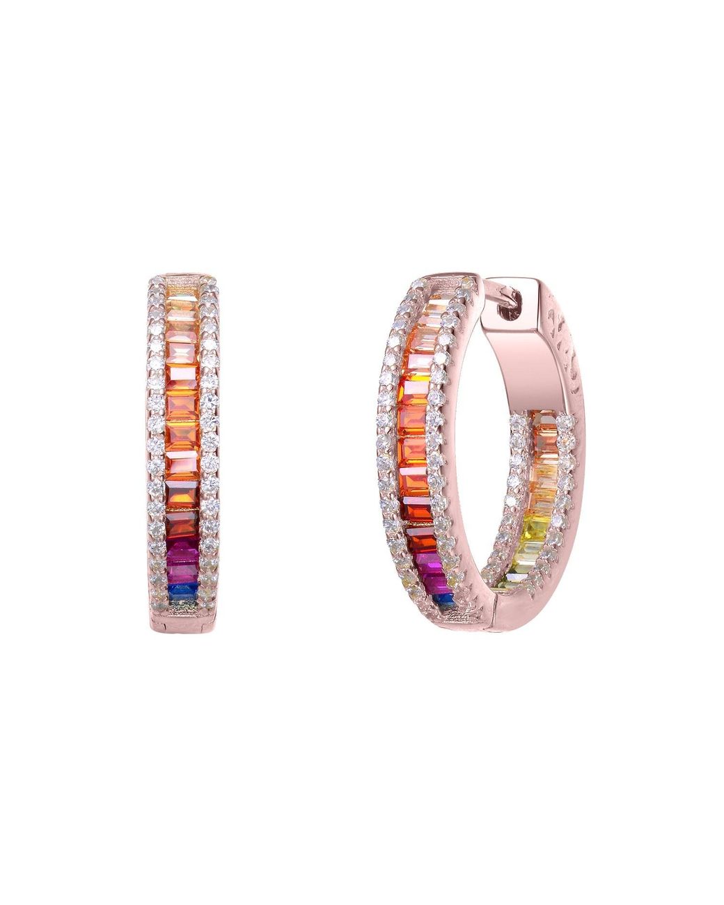 Genevive Jewelry Sterling With Colored Cubic Zirconia Hoop Earrings in ...