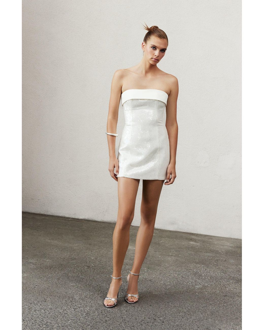 NAZLI CEREN Martine Sequin Mini Dress in White | Lyst
