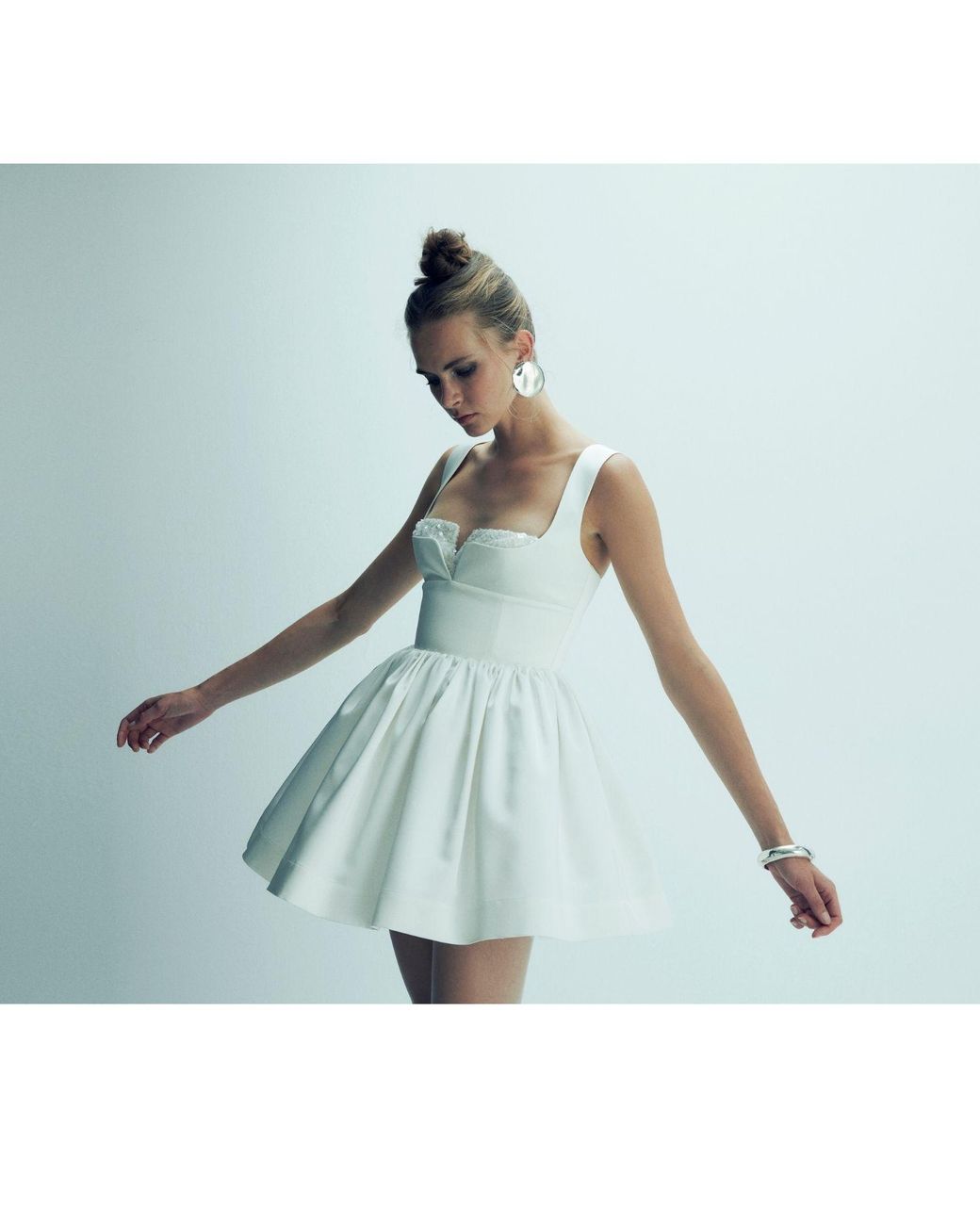 NAZLI CEREN Leanne Satin Mini Dress in White | Lyst