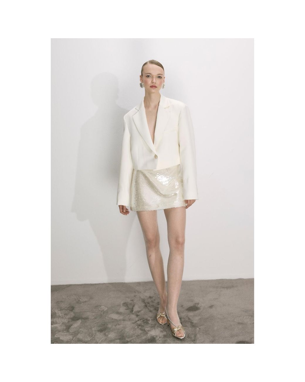 NAZLI CEREN Marde A-Line Sequin Mini Skirt in White | Lyst