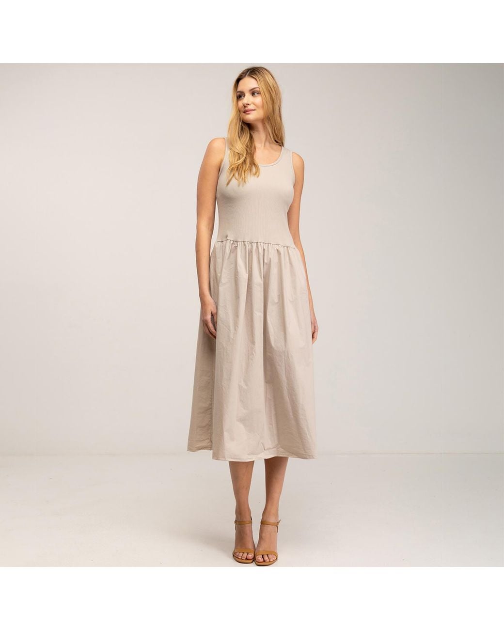 Tantra Spain Sl Neutrals Fitted Maxi Strap Dress With A Line Skirt And ...