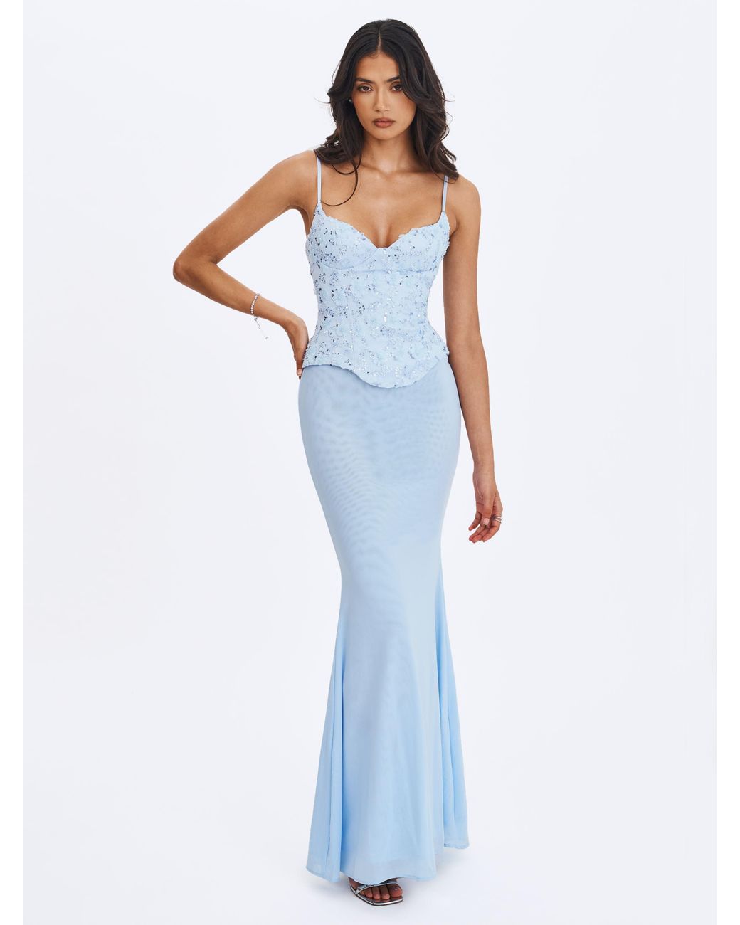 Miss Circle New York Aurielle Baby Sweetheart Mermaid Peplum Maxi Dress ...