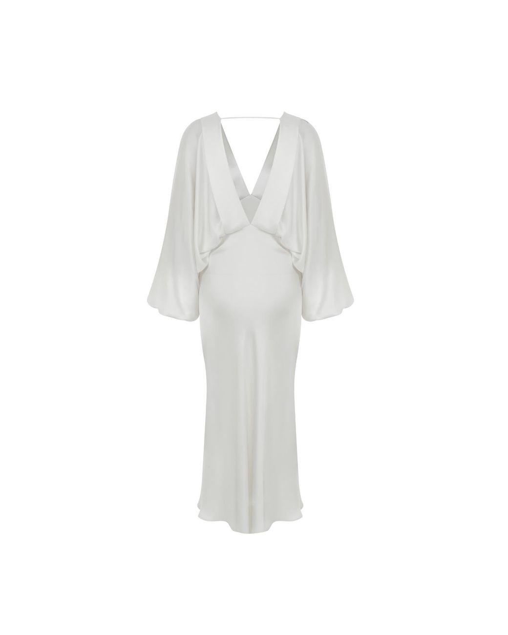 NAZLI CEREN Mila V Neck Satin Dress in White | Lyst