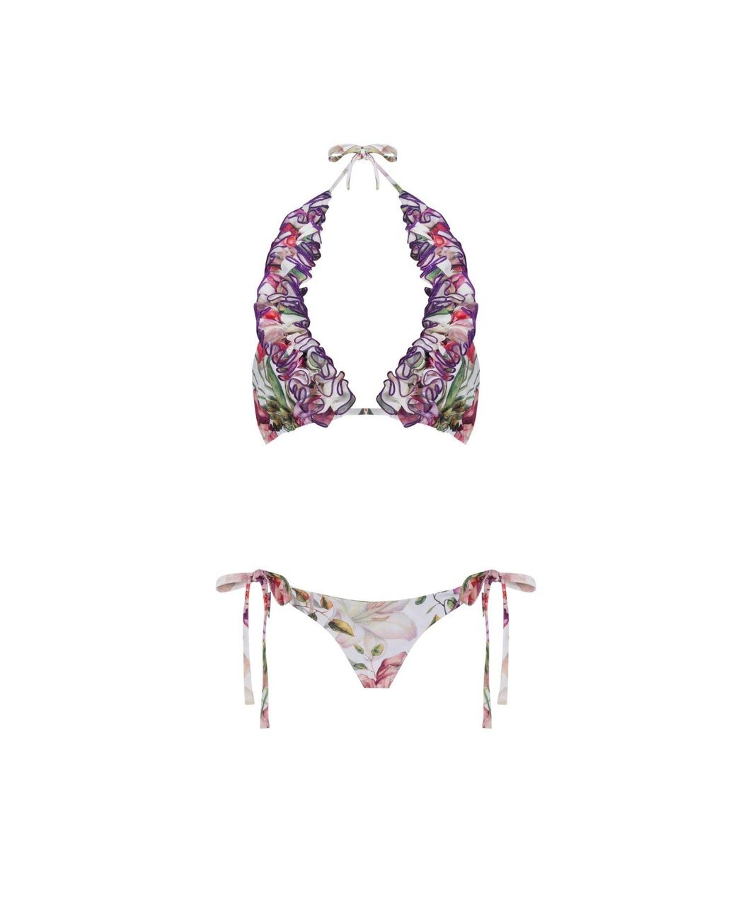 Nur Karaata Triangle Bianca Ruffle Bikini Set in White | Lyst