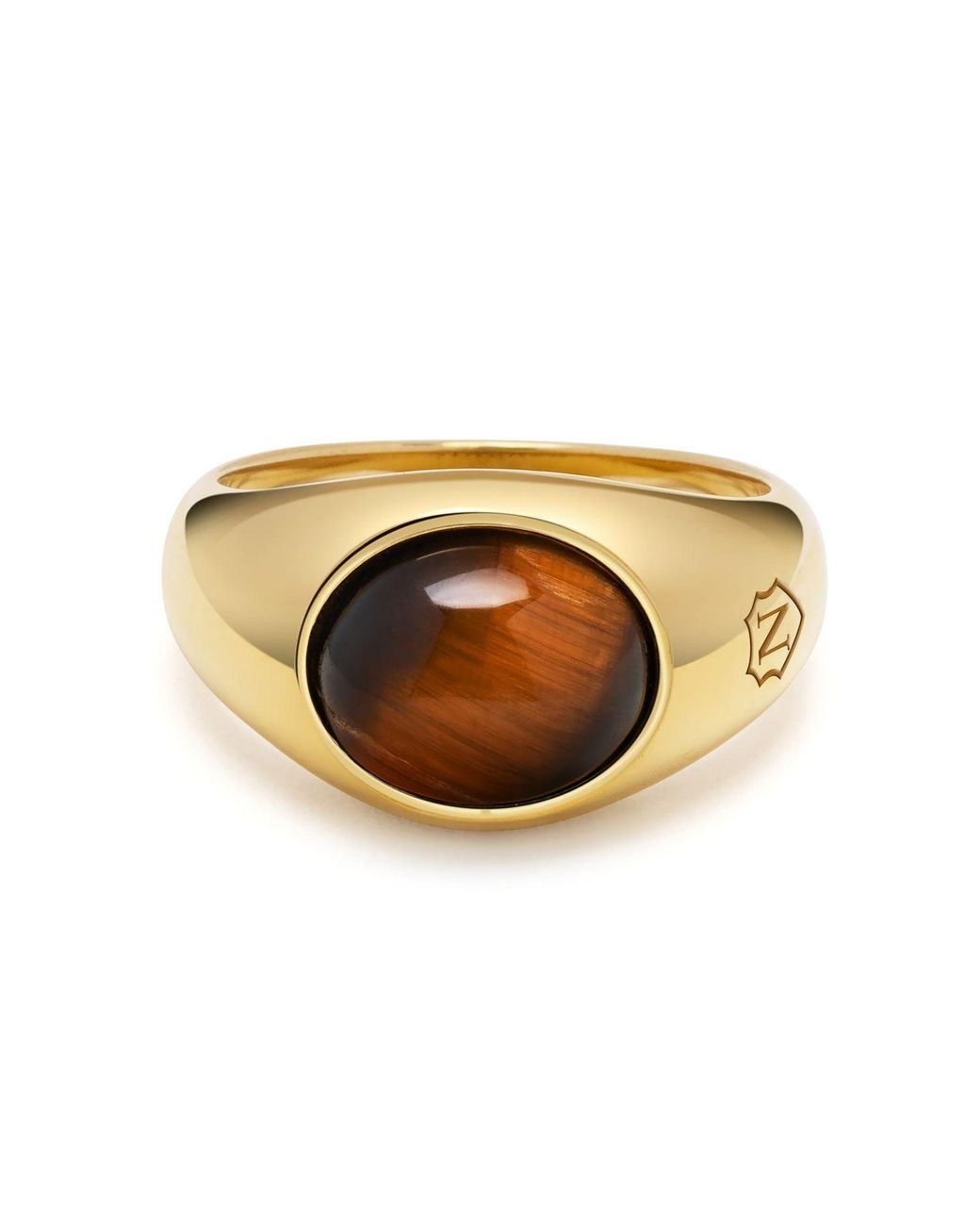 Nialaya Oval Signet Ring With Tiger Eye in Metallic for Men | Lyst