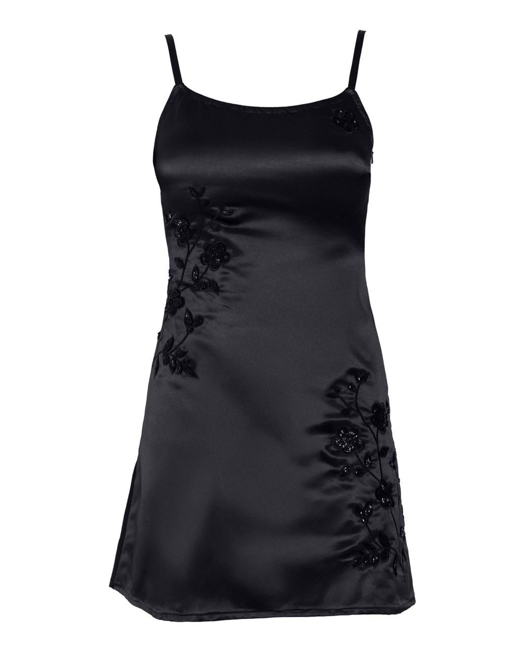 Self-Adore Fleur Luxe Satin-Feel Mini Dress in Black | Lyst UK