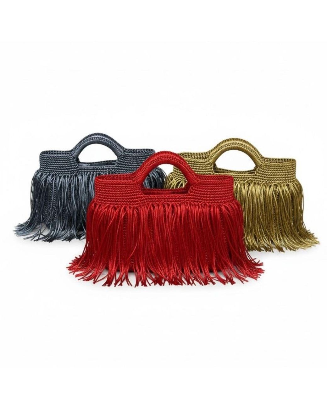 Springmoonatelier Handmade Tassel Crochet Bag – Eye-Catching Evening ...