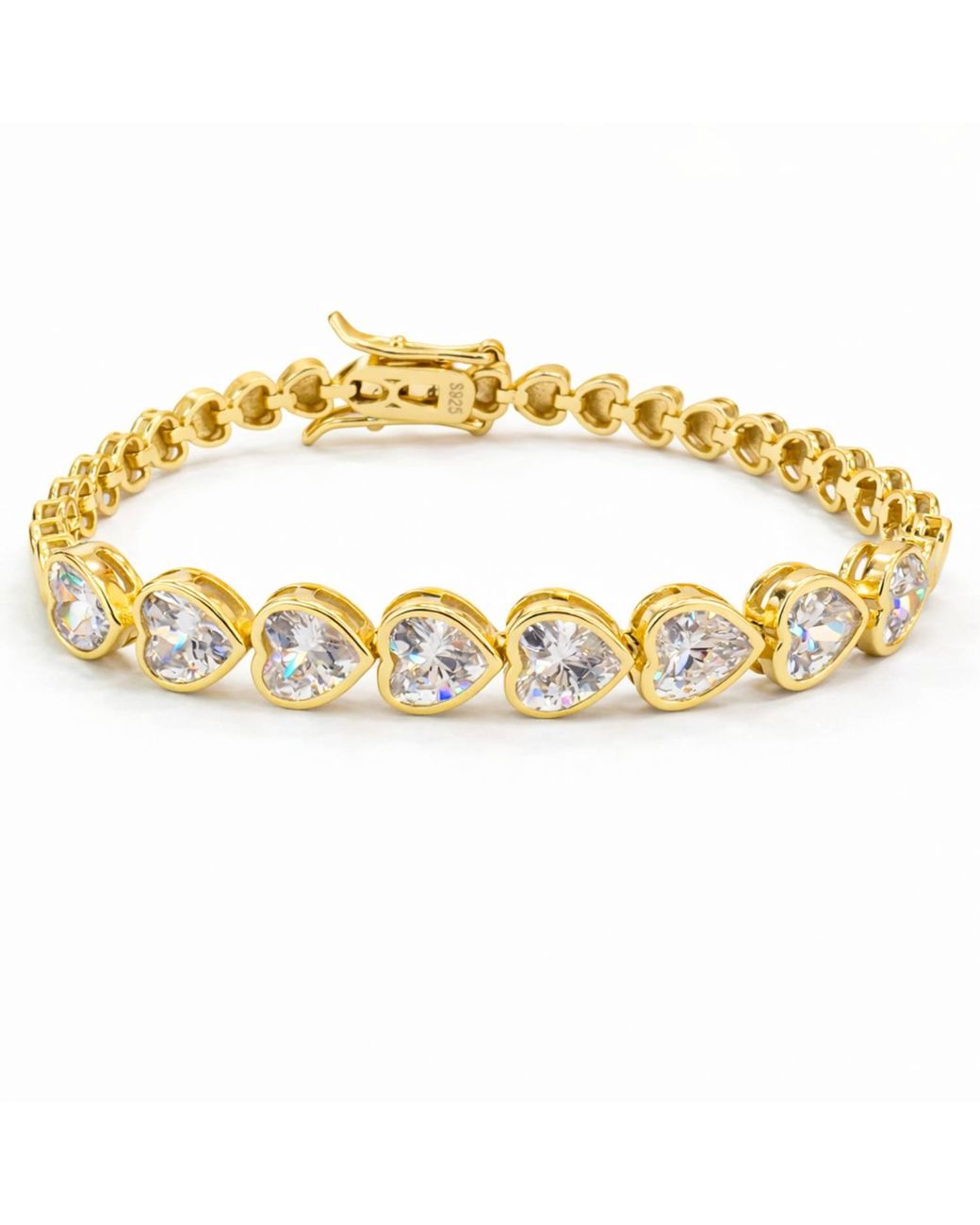 Pearl Code Celine Big Heart Tennis Bracelet With Cubic Zirconia ...