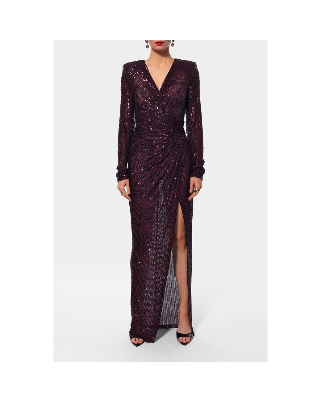AGGI by HALEWSKI Scarlet Sparkle Sequined Maxi Dress With Long Sleeve ...