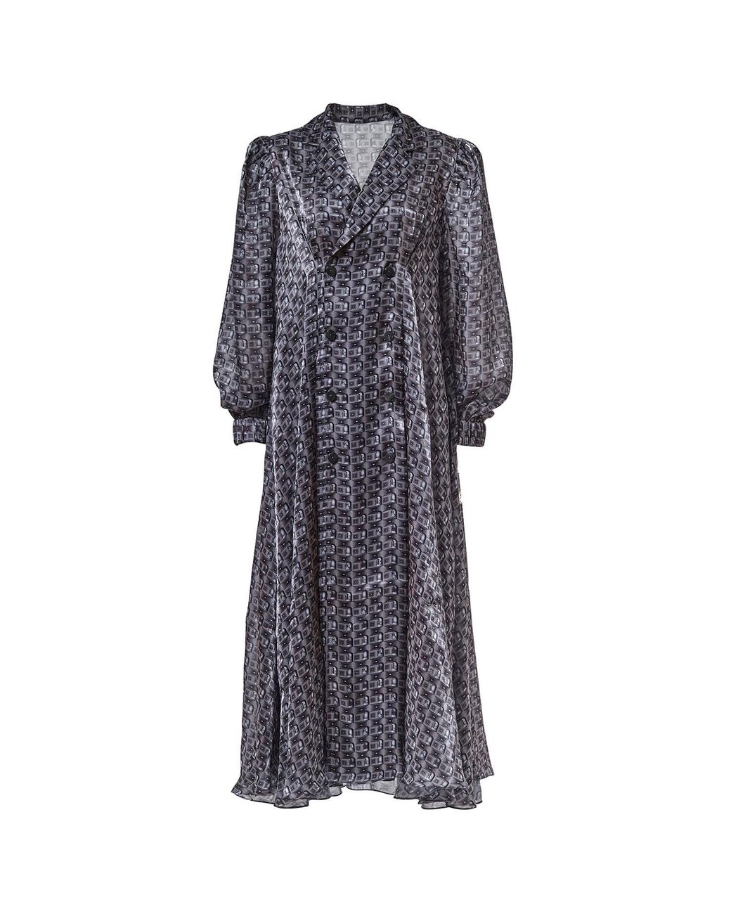 By Moumi Atlantean Coat Doors Pearlised Satin in Grey | Lyst UK