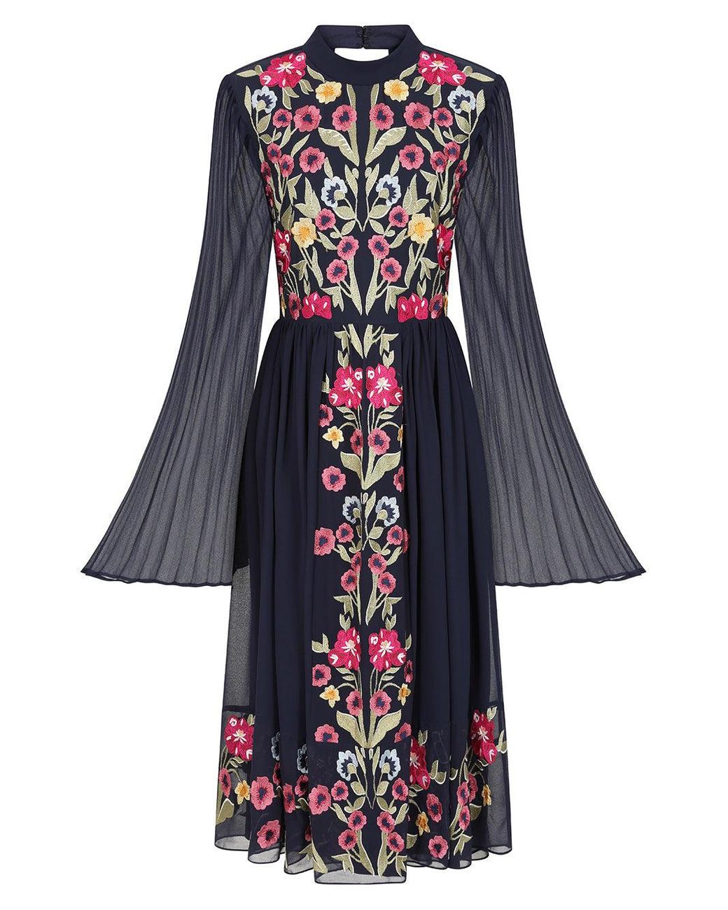 Frock and Frill Cerelia Floral Embroidered Midi Dress in Blue | Lyst