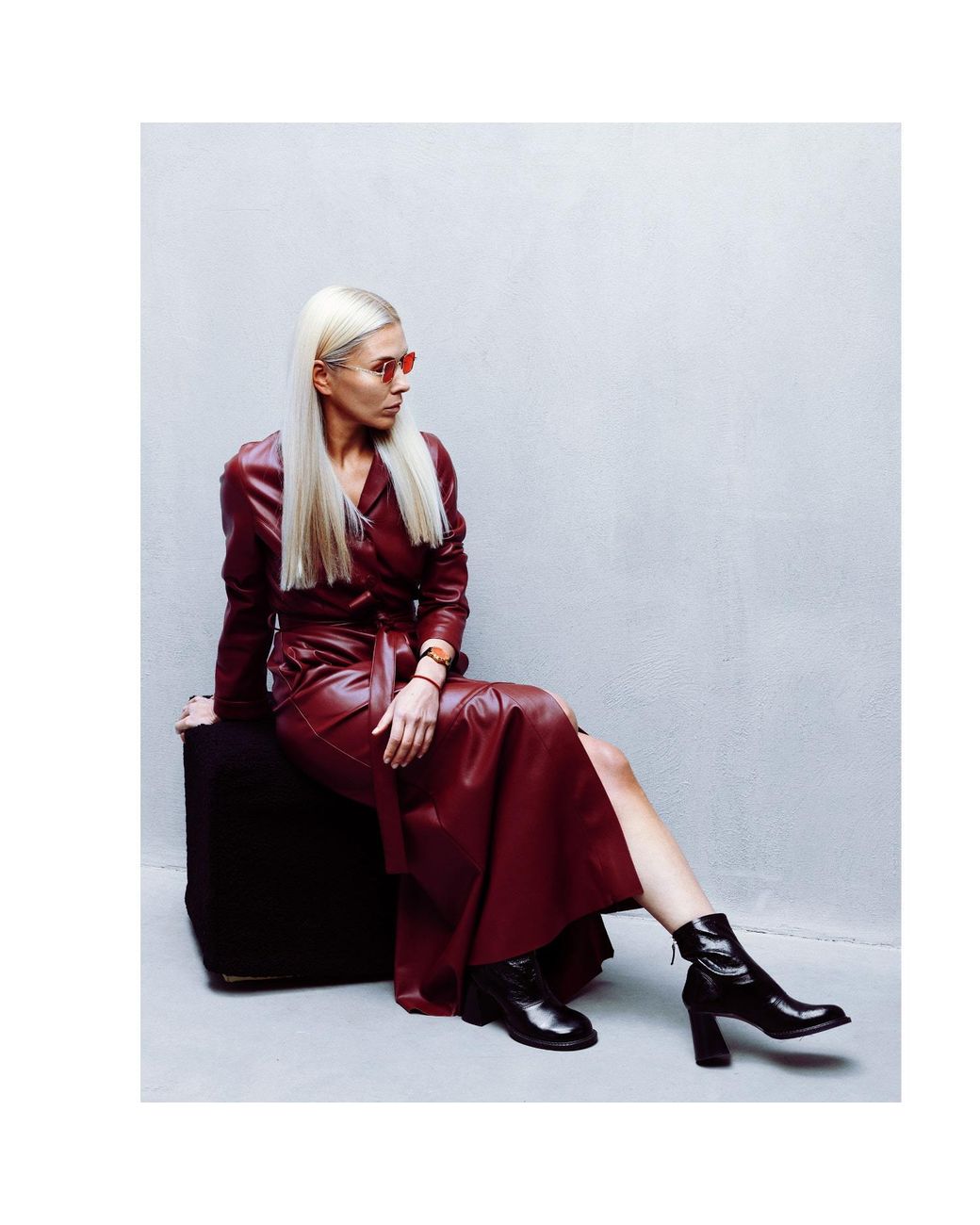 Julia Allert Burgundy Long Button-Up Eco-Leather Trench in Red | Lyst