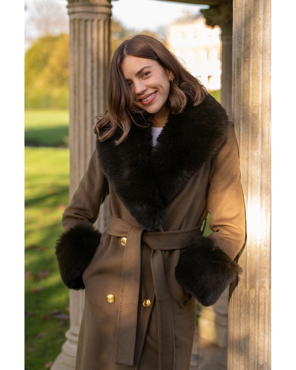 Hortons England Richmond Cashmere Coat in Green | Lyst