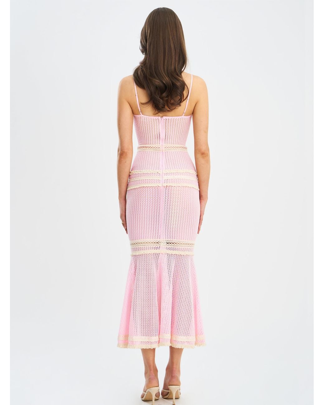 Miss Circle New York Pallas Lace Trim Crochet Mermaid Maxi Dress in ...