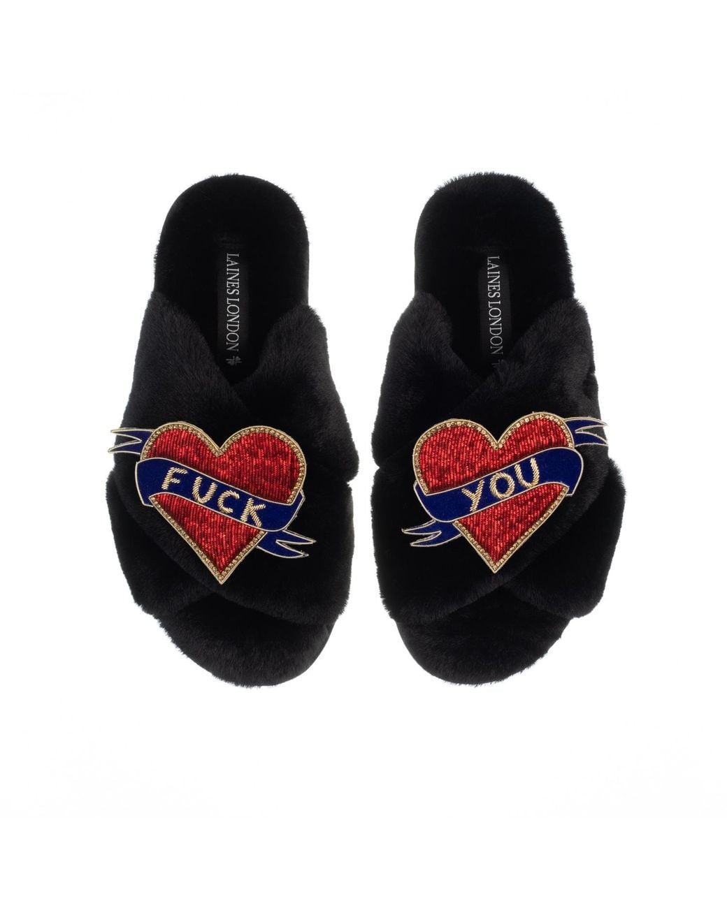 laines-london-classic-laines-slippers-with-fuck-you-brooches-in-black