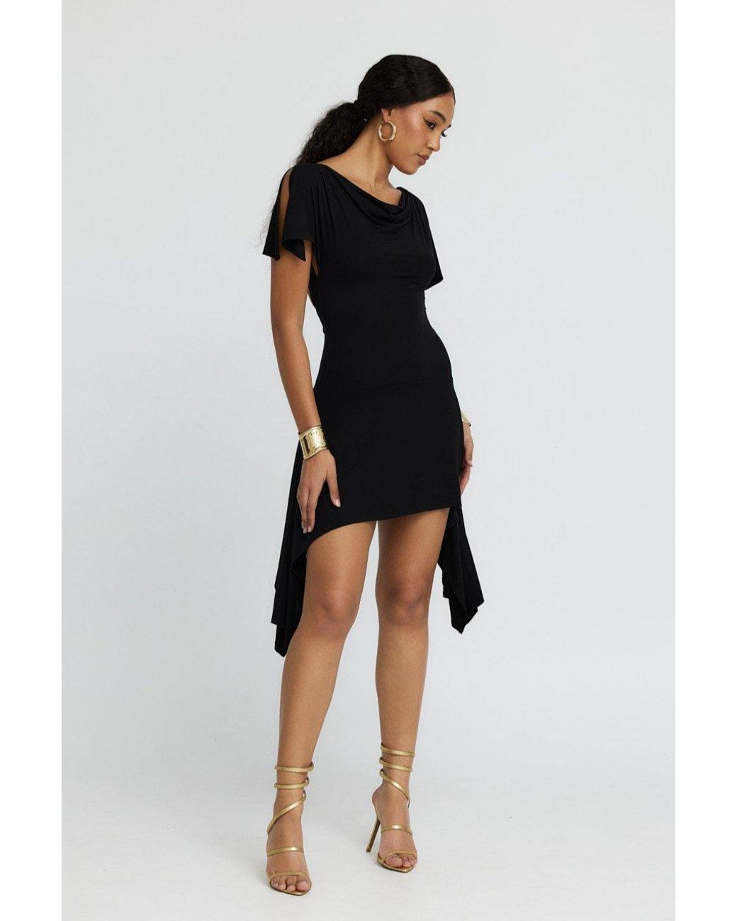 Why Mary Athena Asymmetrical Backless Mini Dress in Black | Lyst