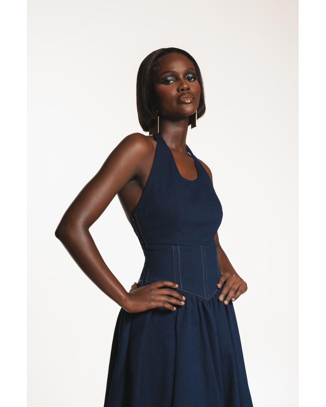 Ofuure Diane Denim Midi Dress in Blue | Lyst