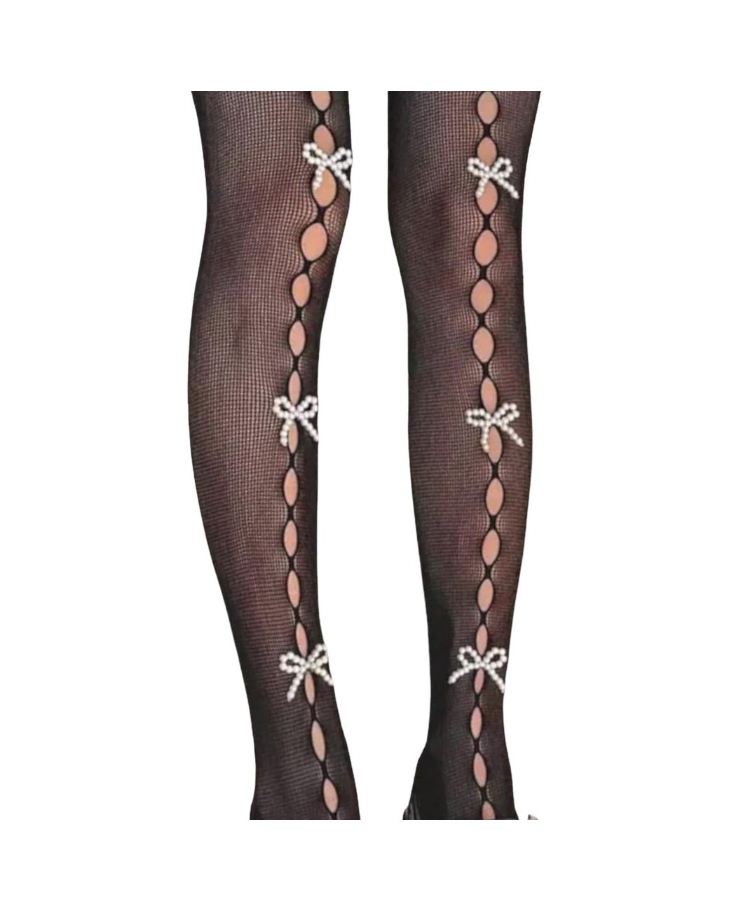 HIGH HEEL JUNGLE by KATHRYN EISMAN Pearl Bow Peek A Bow Tights in Black ...