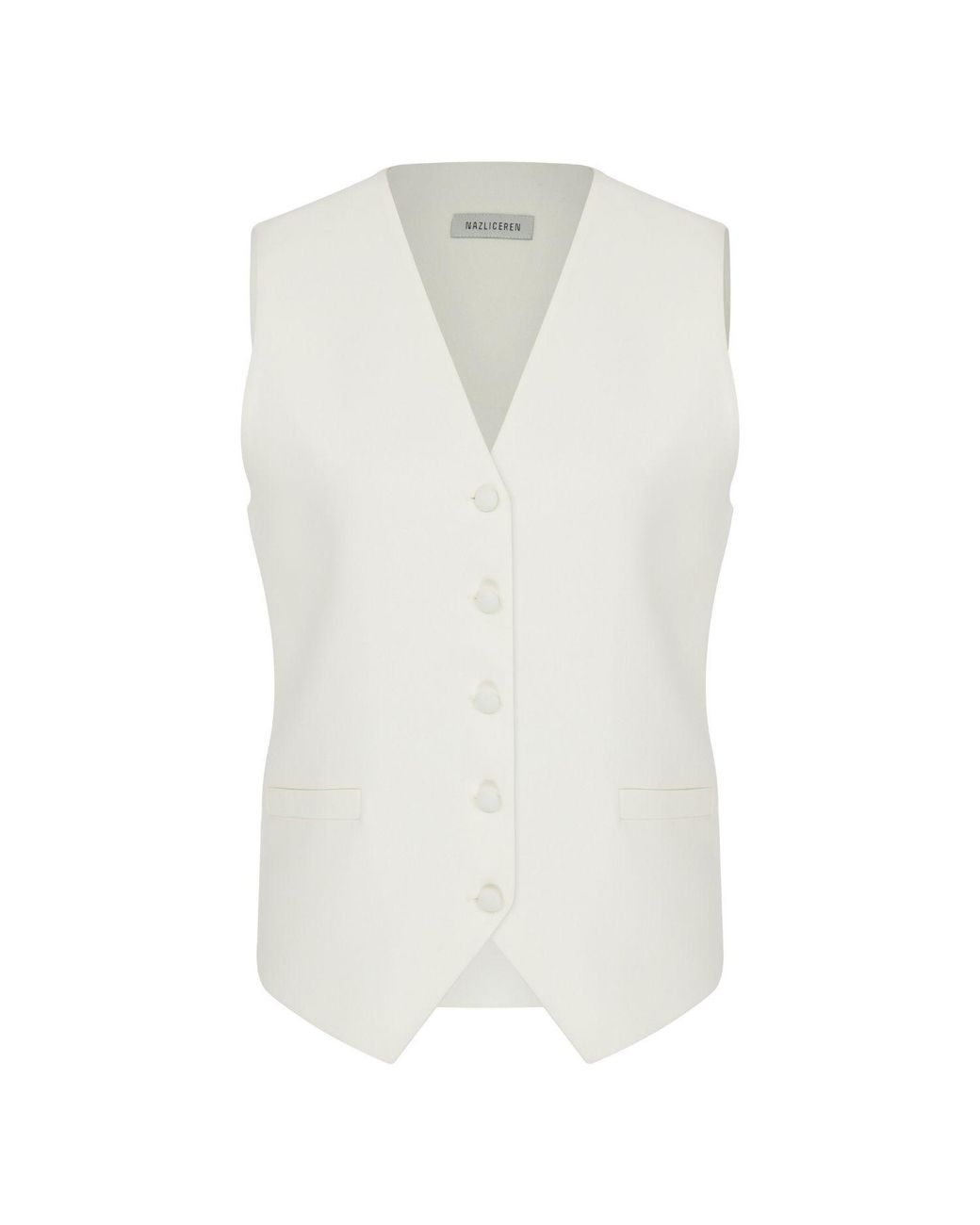 NAZLI CEREN Bea Crepe Vest in White | Lyst