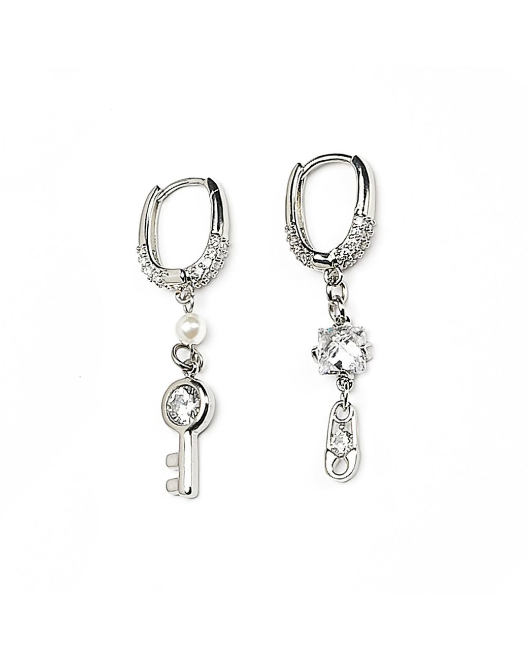 Kirei Keycode Earrings – Asymmetrical Hoop Earrings With Shell Pearl ...
