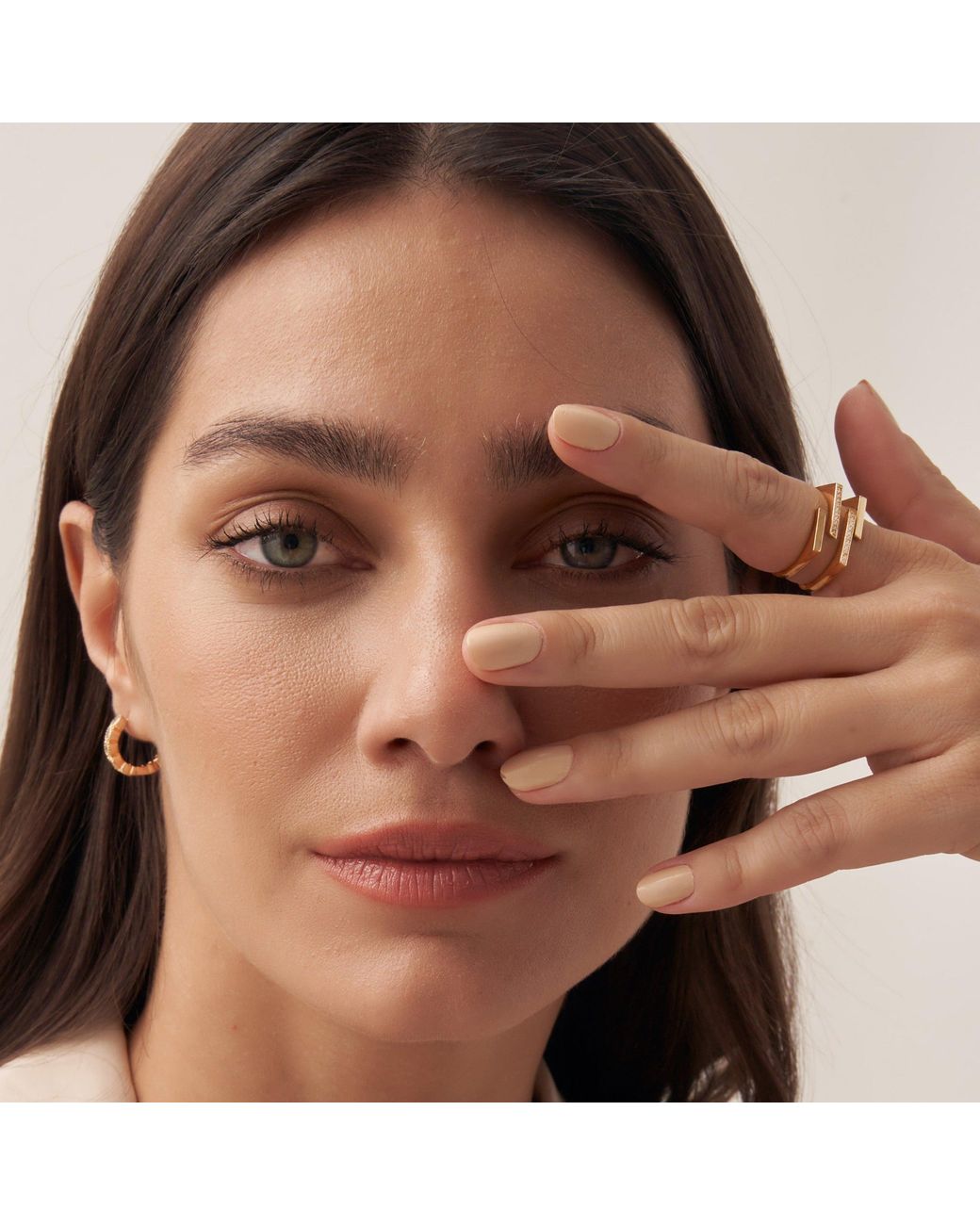 Shabella Nyc Dual Rectangular Ring in White | Lyst UK