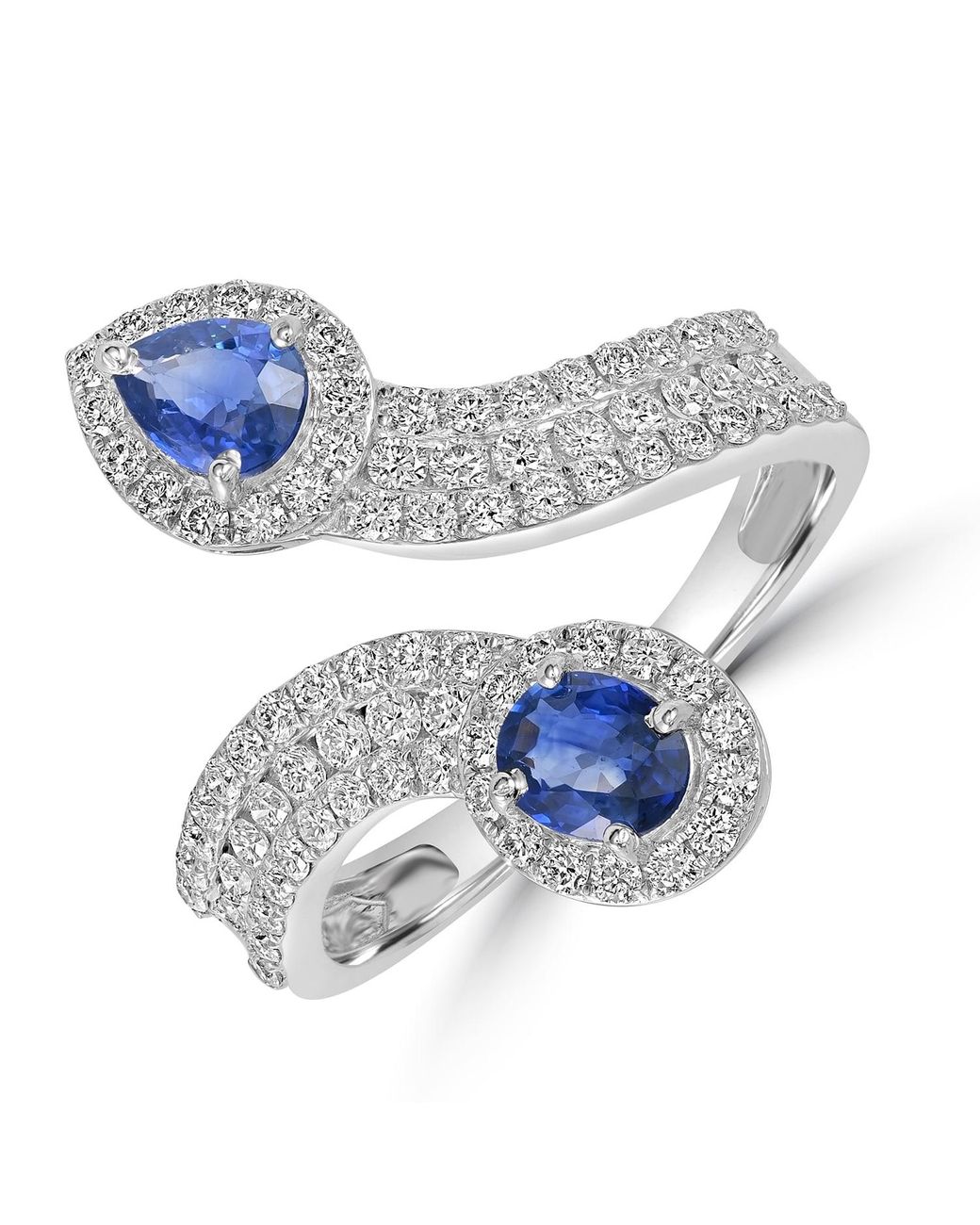 Artisan Sapphire & Diamond Open Wrap Ring in Blue | Lyst